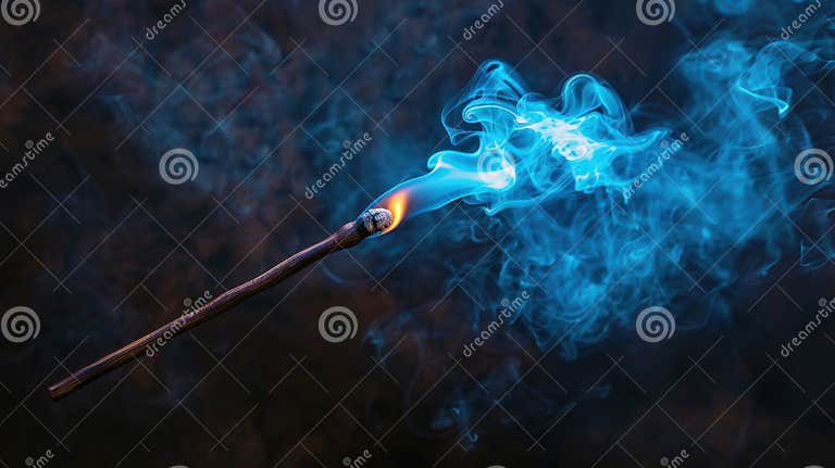 Burning Match with Blue Smoke Stock Illustration - Illustration of ...