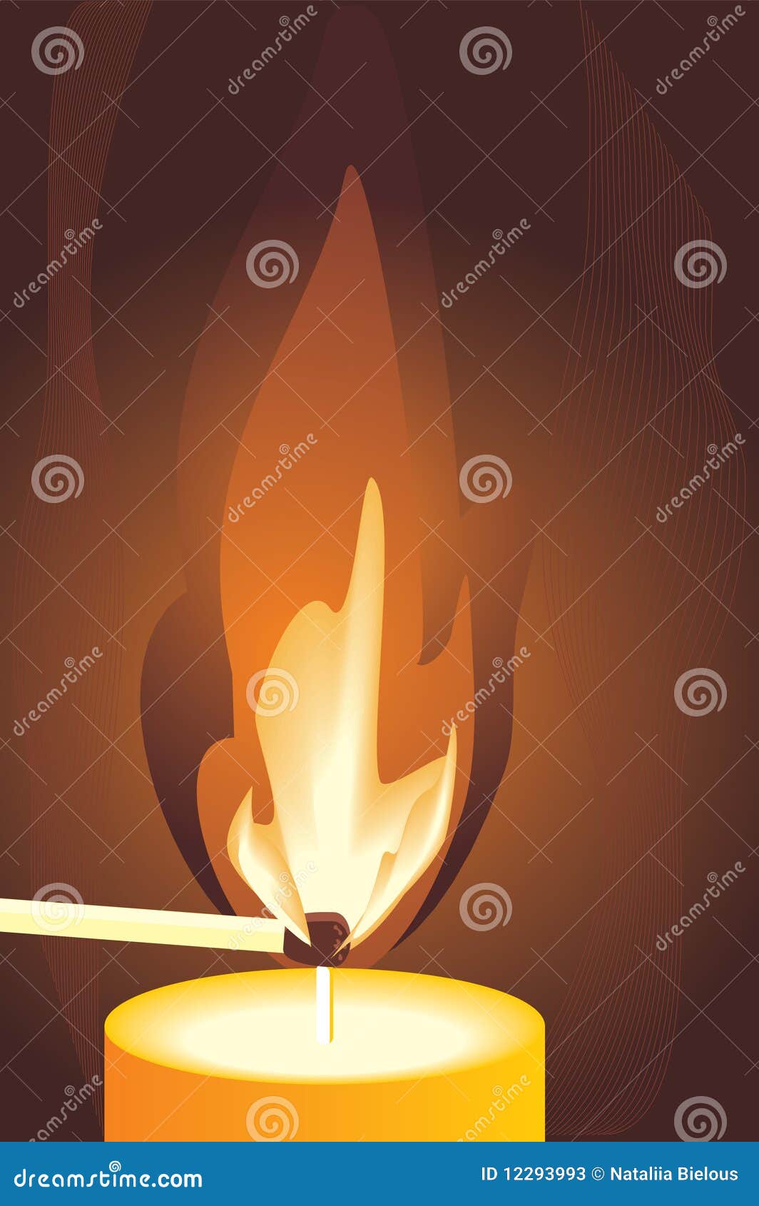 Burning Match and Candle. Fragment Stock Vector - Illustration of heat ...