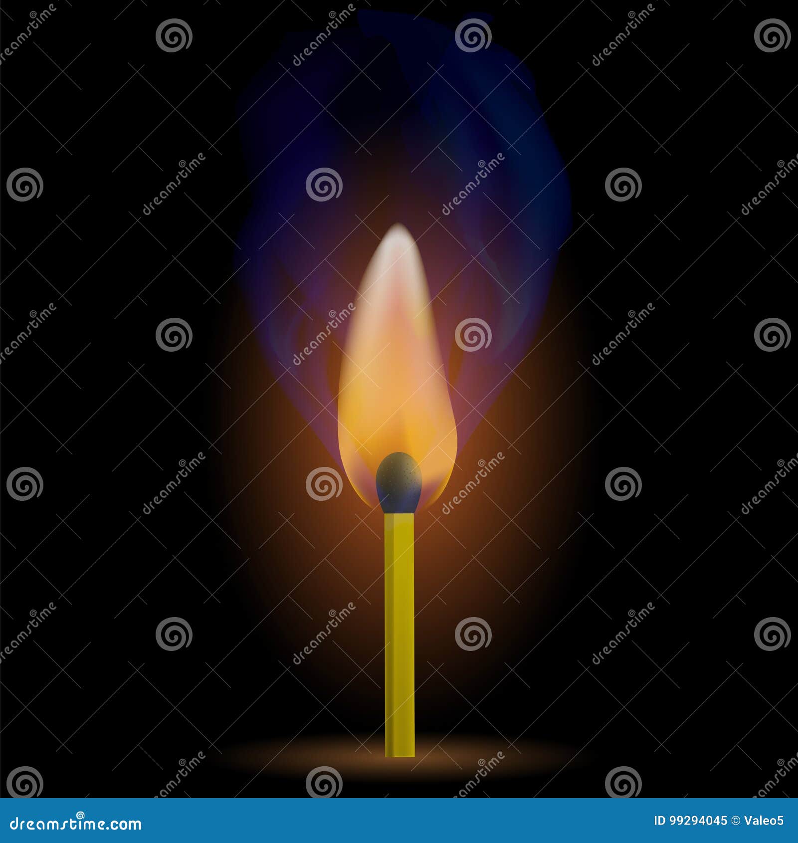 Burning Match with Fire Flame Stock Vector - Illustration of flare ...