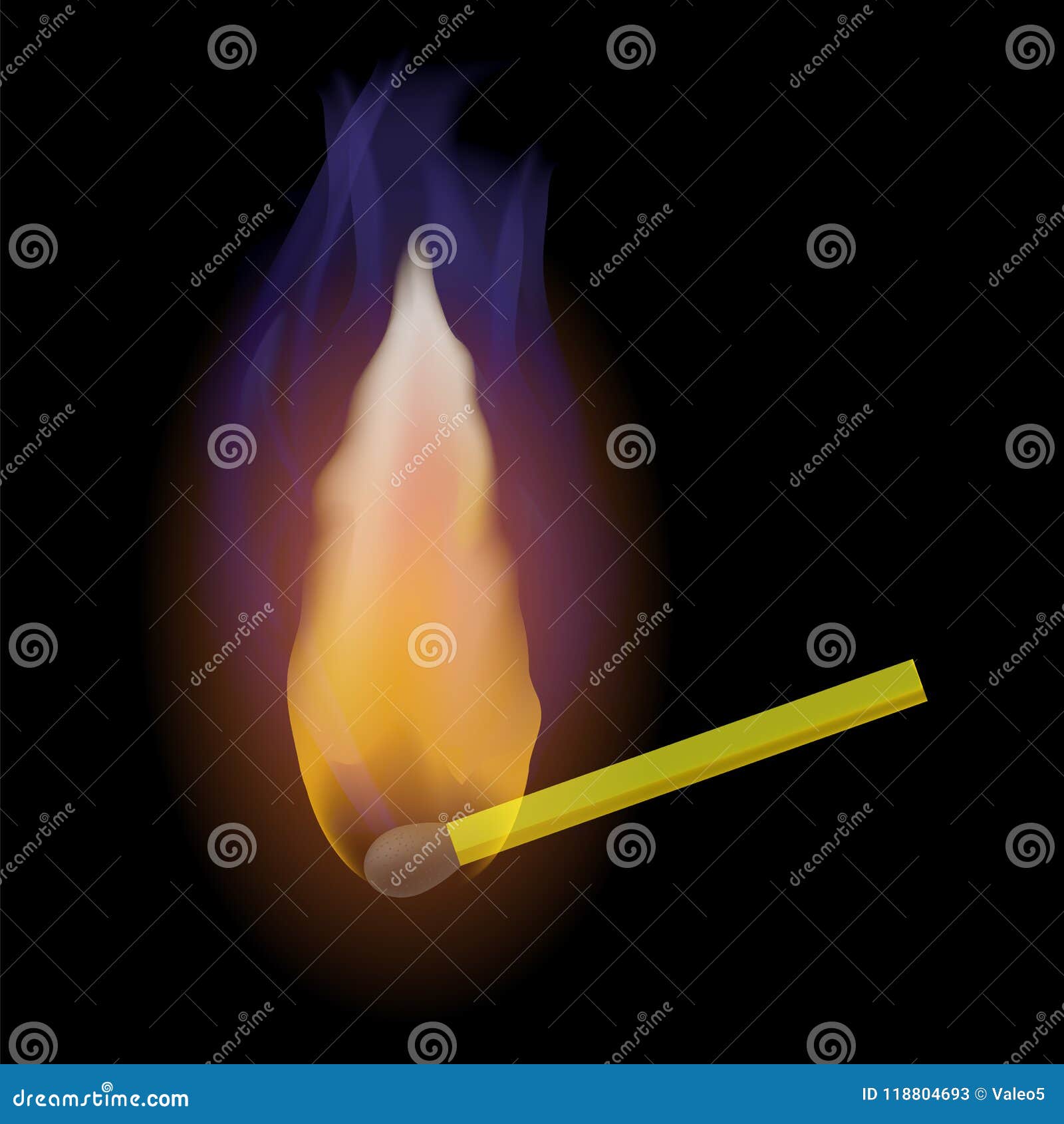 Burning Match with Fire Flame Stock Vector - Illustration of match ...