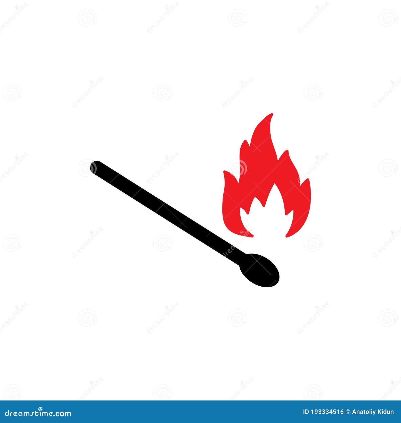A Burning Match with Fire Flame Flat Color Vector Icon for Apps and ...