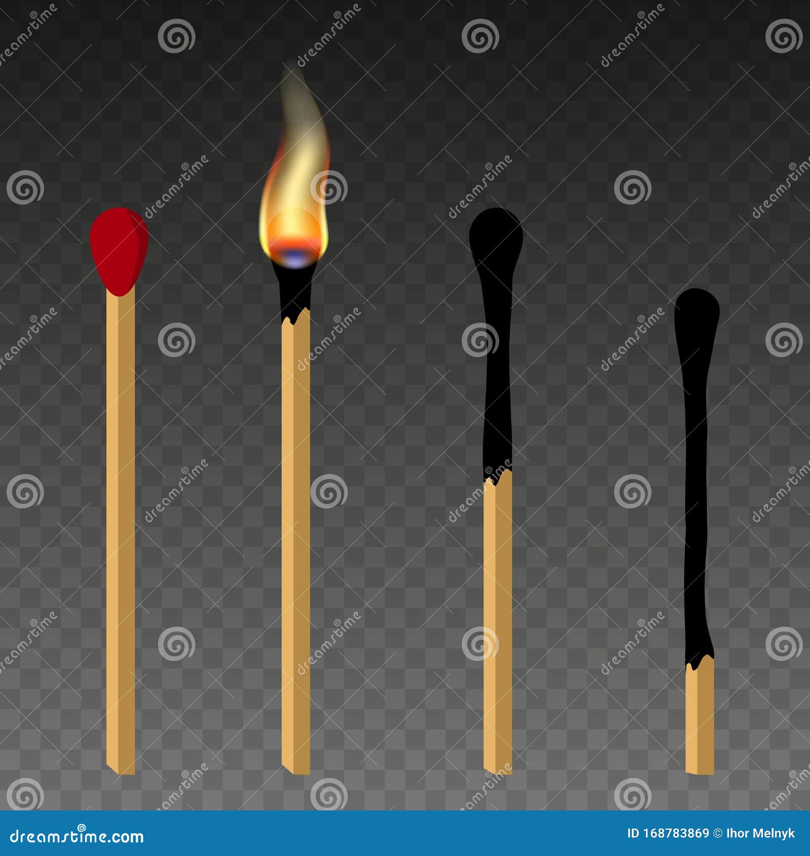 Burning match with fire stock vector. Illustration of icon - 168783869