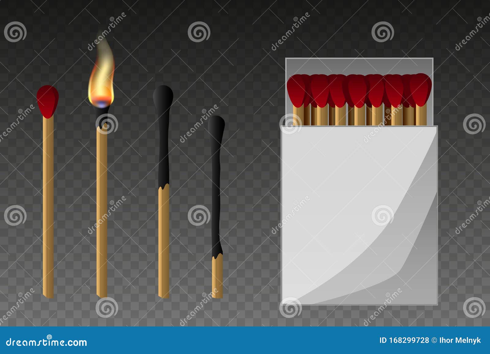 Burning match with fire stock vector. Illustration of color - 168299728