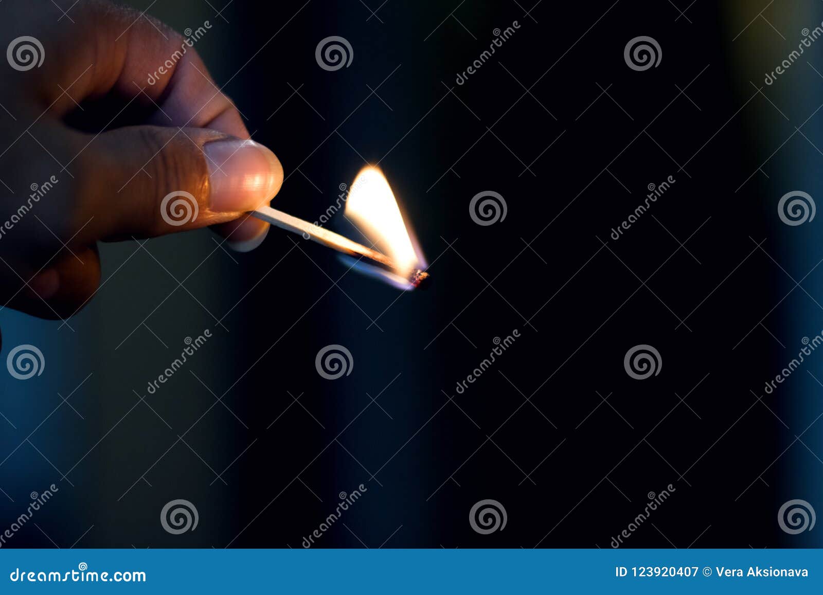 Burning Match in Hand in the Dark Stock Image - Image of match ...