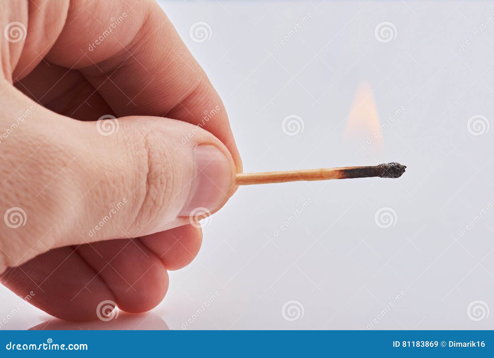 Lit Match In Hand. A Lit Match On A White Background. Lighted Match In ...