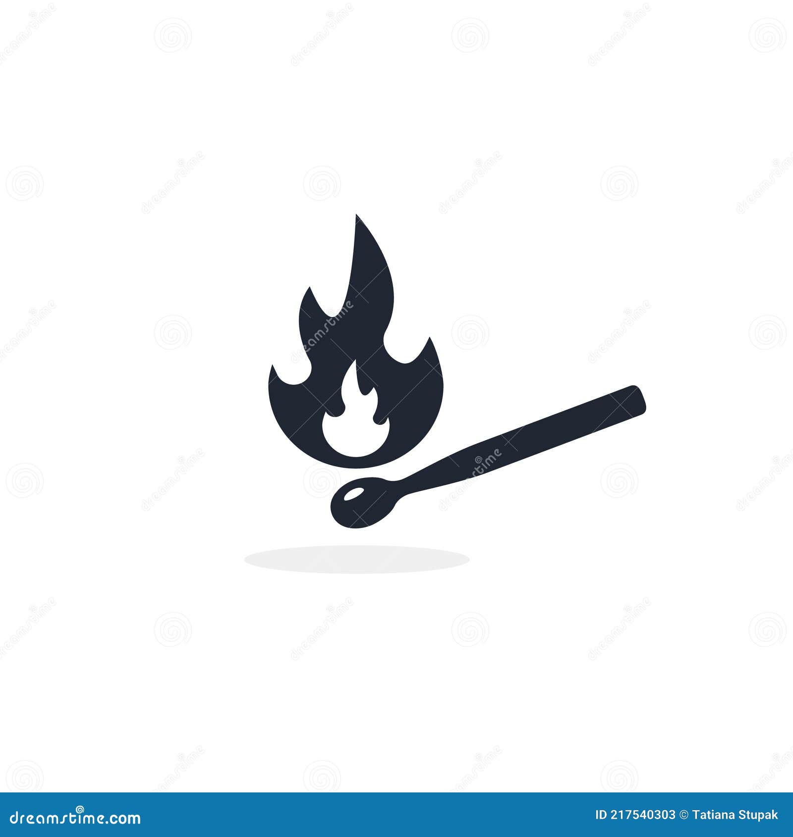 Burning Match Icon. Match with Fire Stock Vector - Illustration of ...