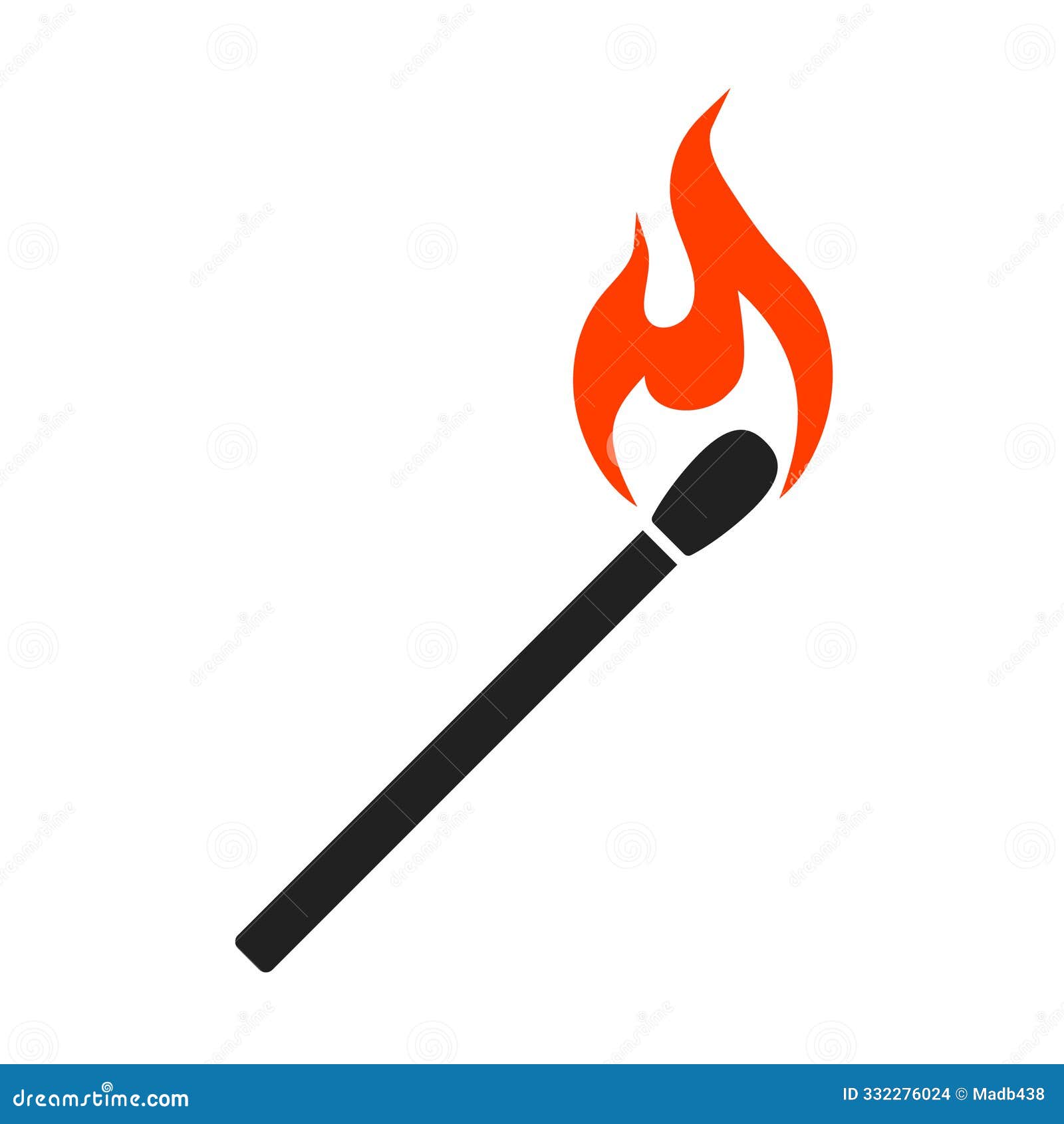 Burning Match Icon in Flat Style. Stock Illustration - Illustration of ...