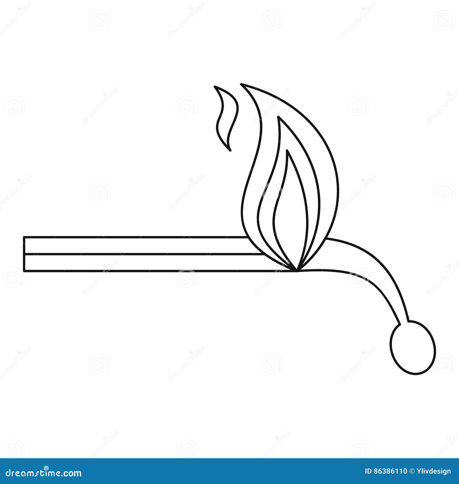 Burning Match Icon, Outline Style Stock Vector - Illustration of ...