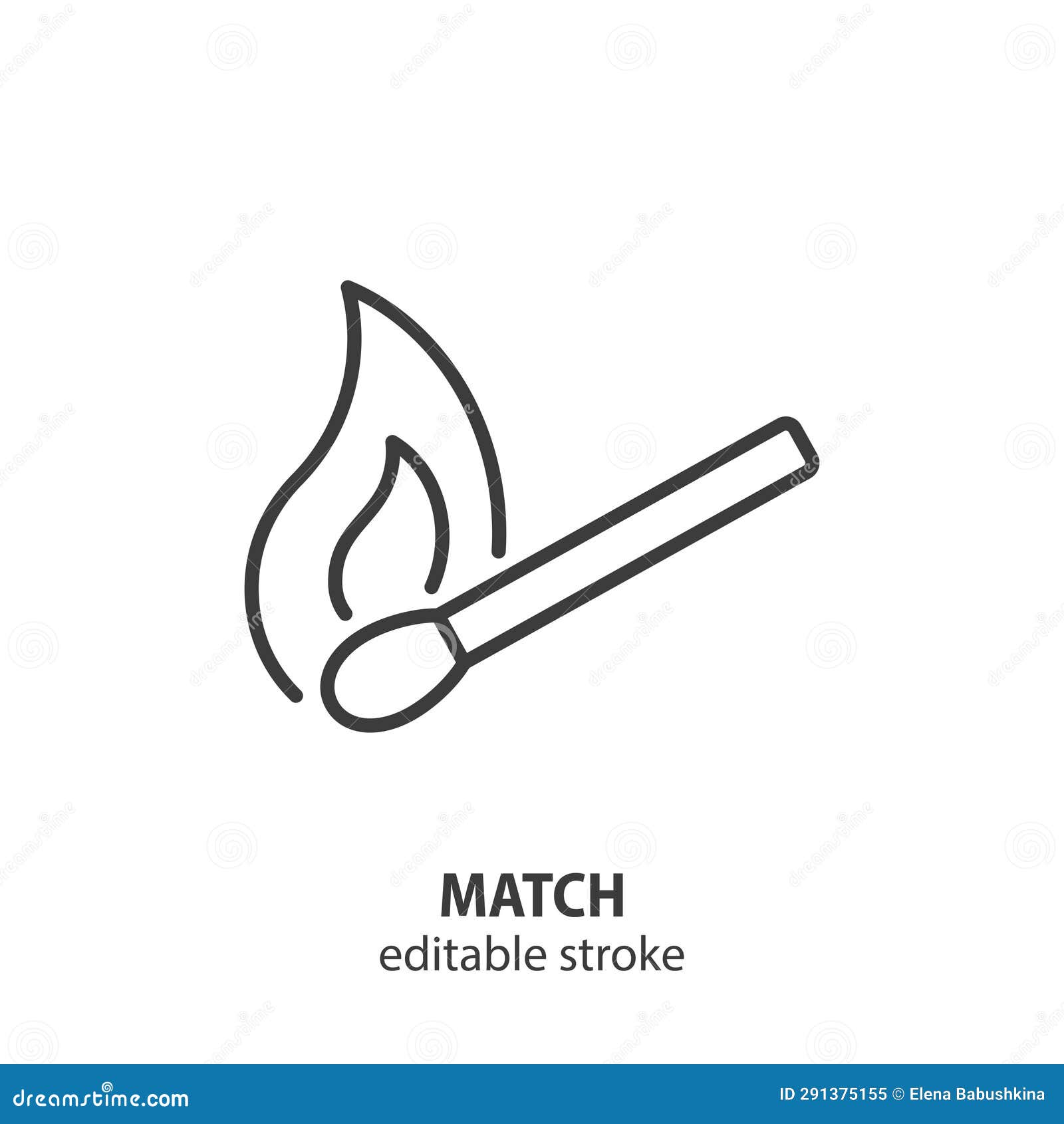 Burning Match Line Icon. Matchstick Fire Vector Symbol Stock Vector ...