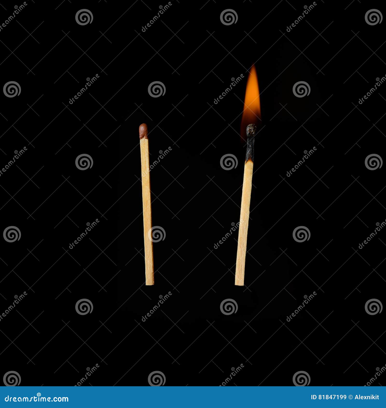 Burning Match One and One is Not Burning Stock Image - Image of stick ...