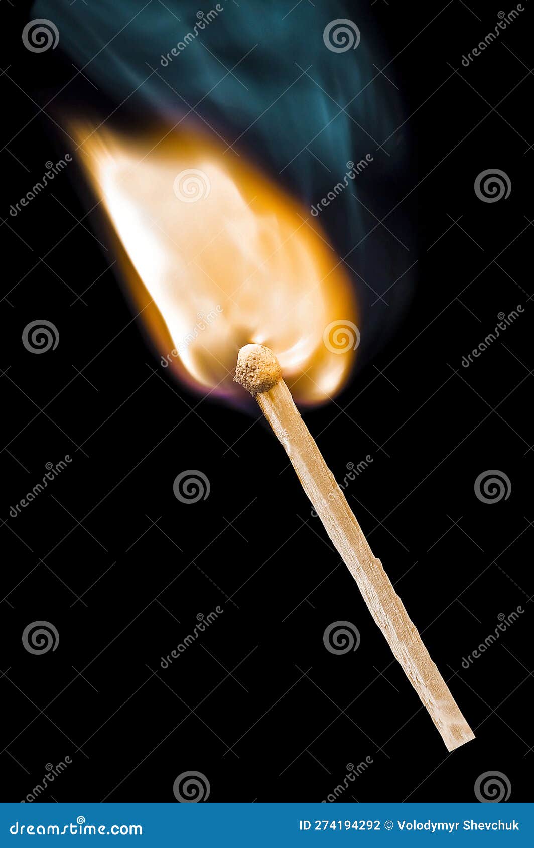 Burning Match Over Black Background Stock Photo - Image of head, orange ...