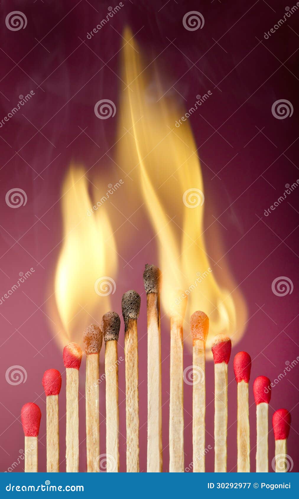 Burning Match Setting Fire To Its Neighbors Stock Image - Image of ...