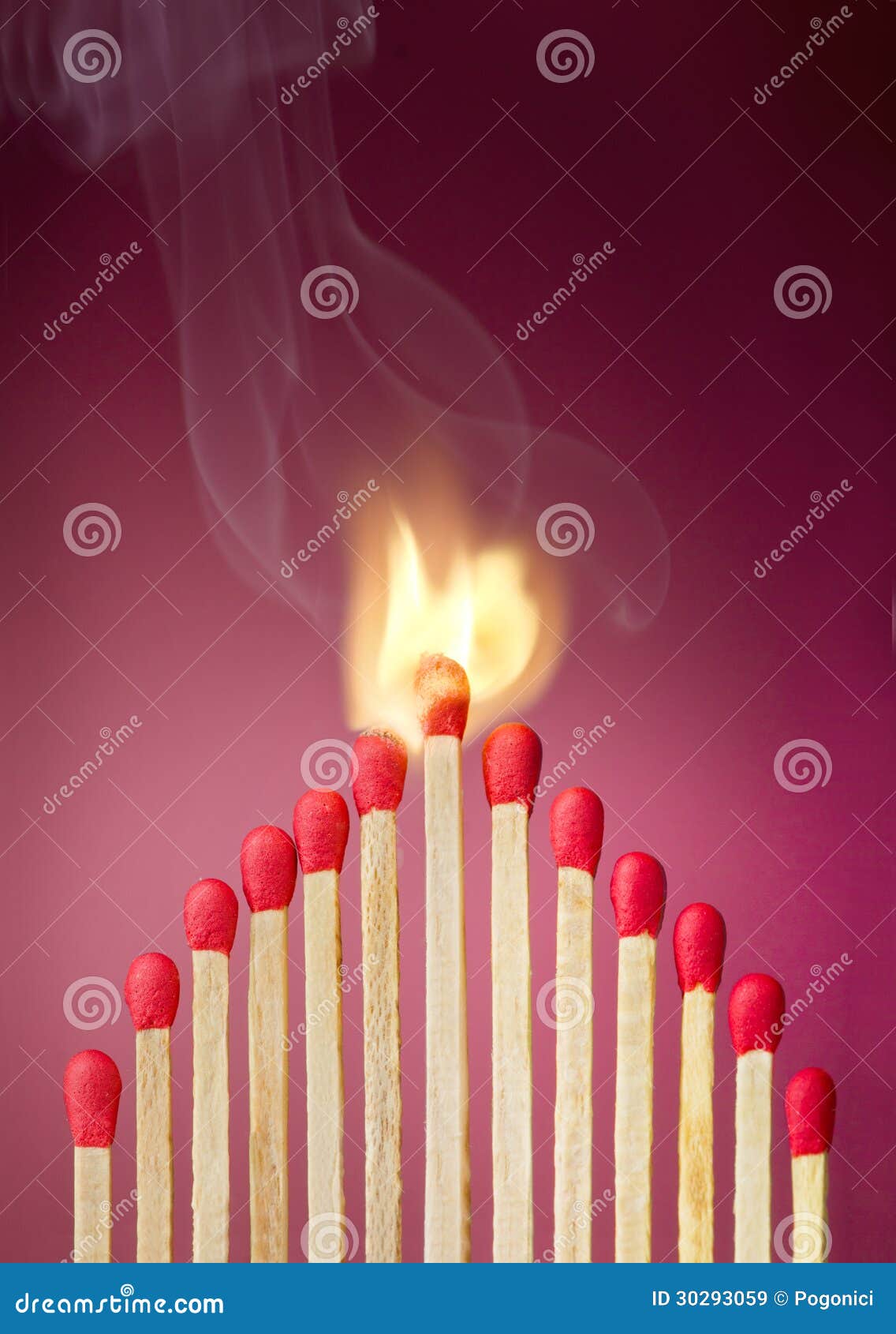 Burning Match Setting Fire To Its Neighbors Stock Image - Image of ...