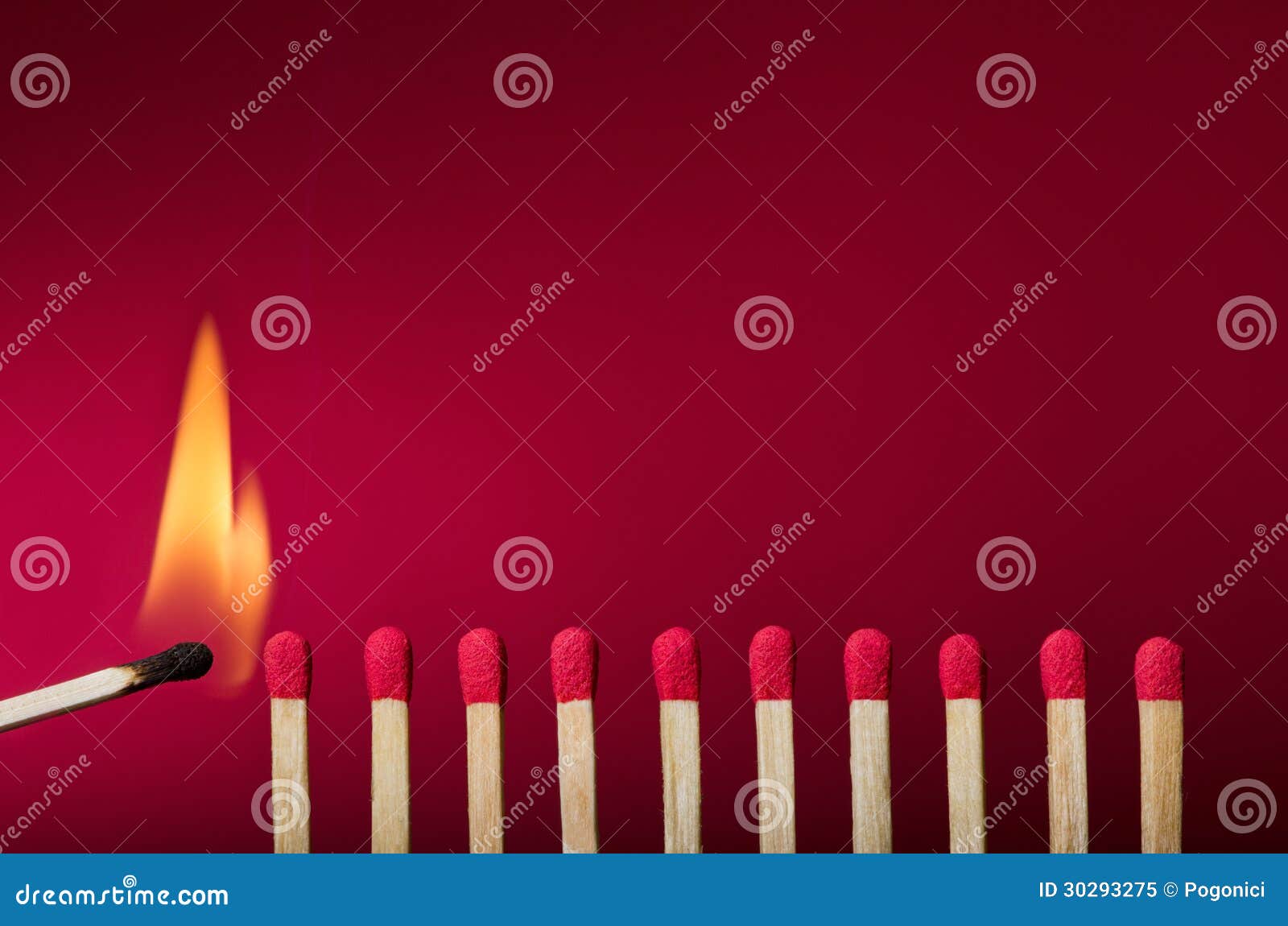 Burning Match Setting Fire To Its Neighbors Stock Image - Image of ...