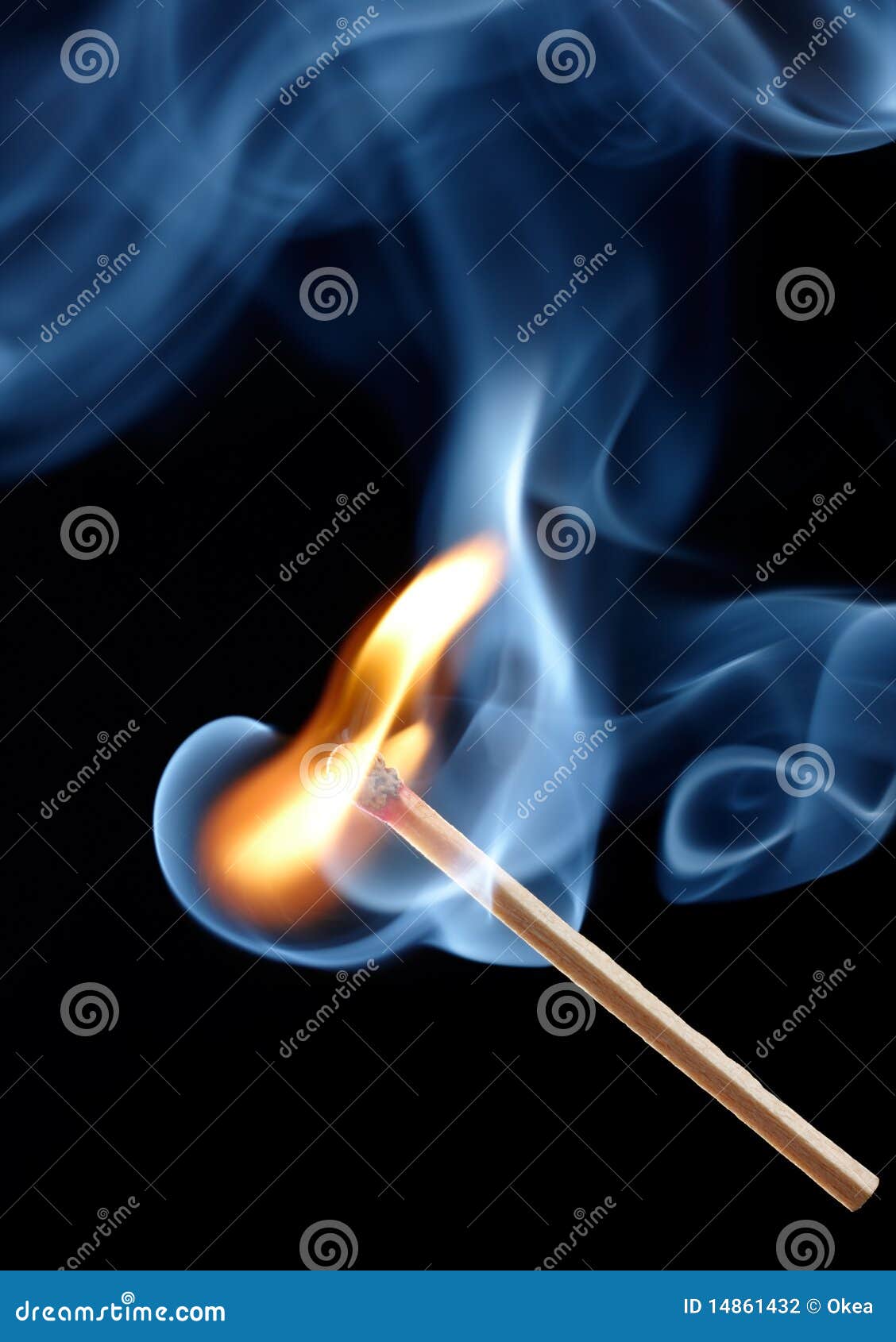 Burning match with smoke stock photo. Image of close - 14861432