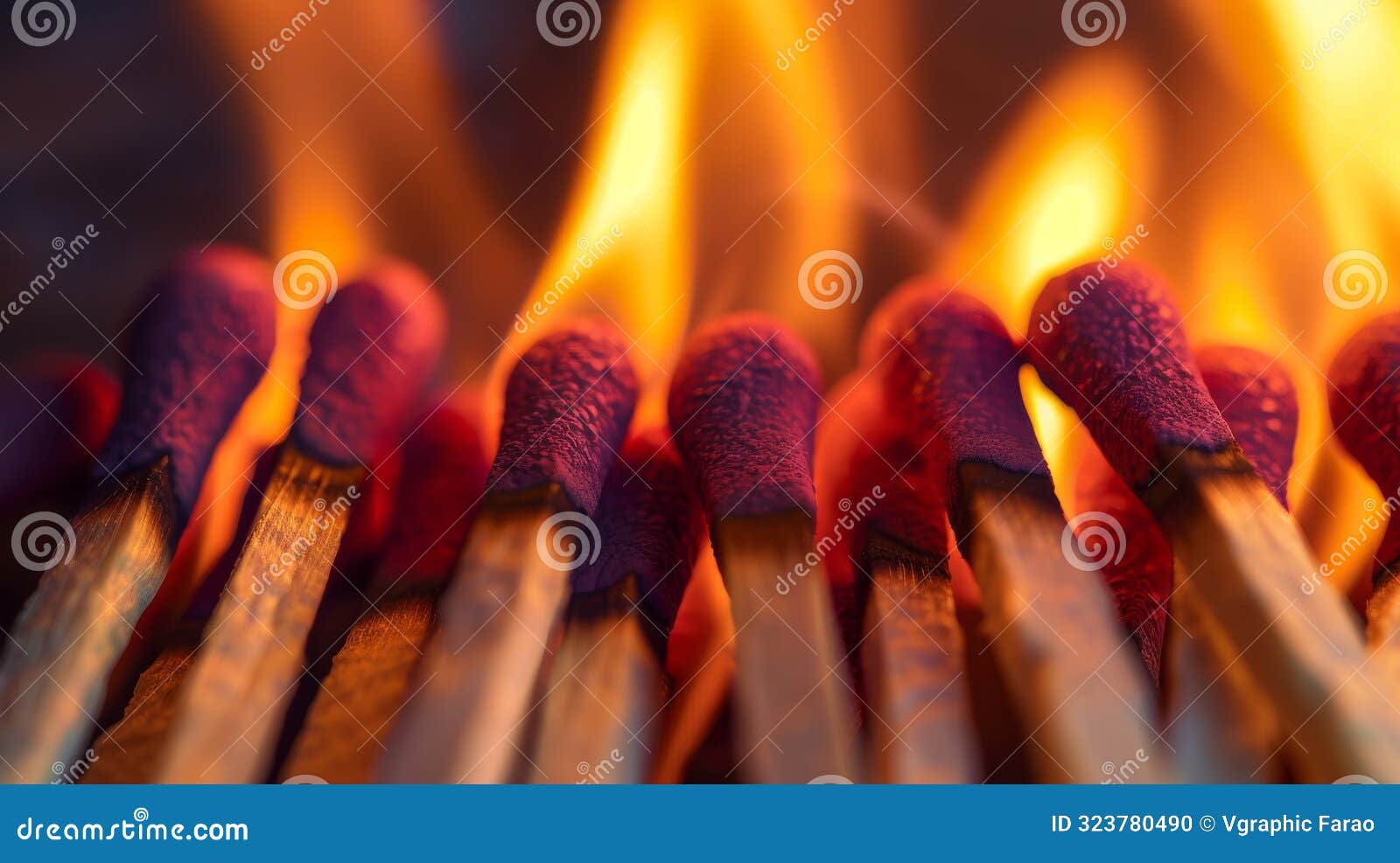 Burning Matches Close-up with Flames, Fire Safety Concept Stock Photo ...