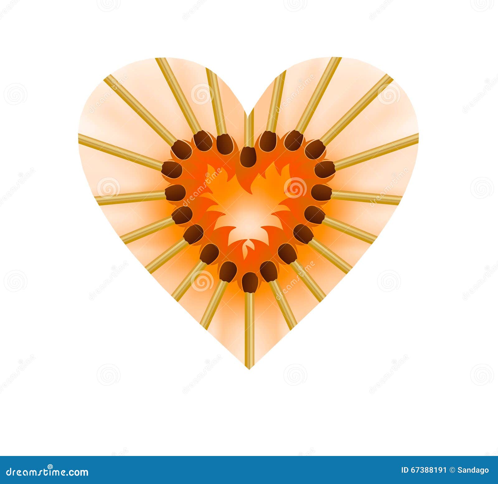 Burning Matches in Heart Shape Stock Illustration - Illustration of ...
