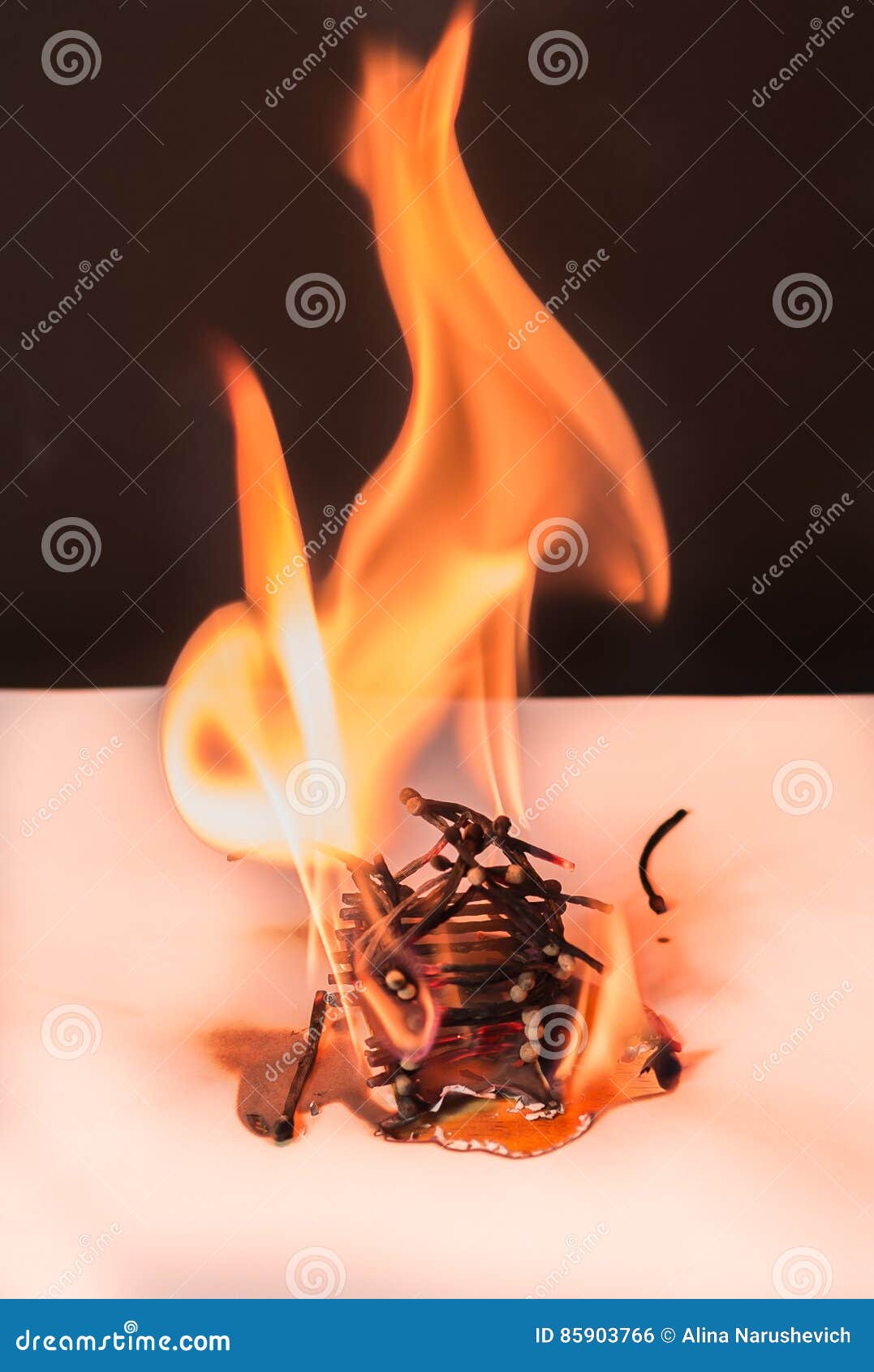 Burning Matches House - Games with Fire Ends with Accident Stock Photo ...