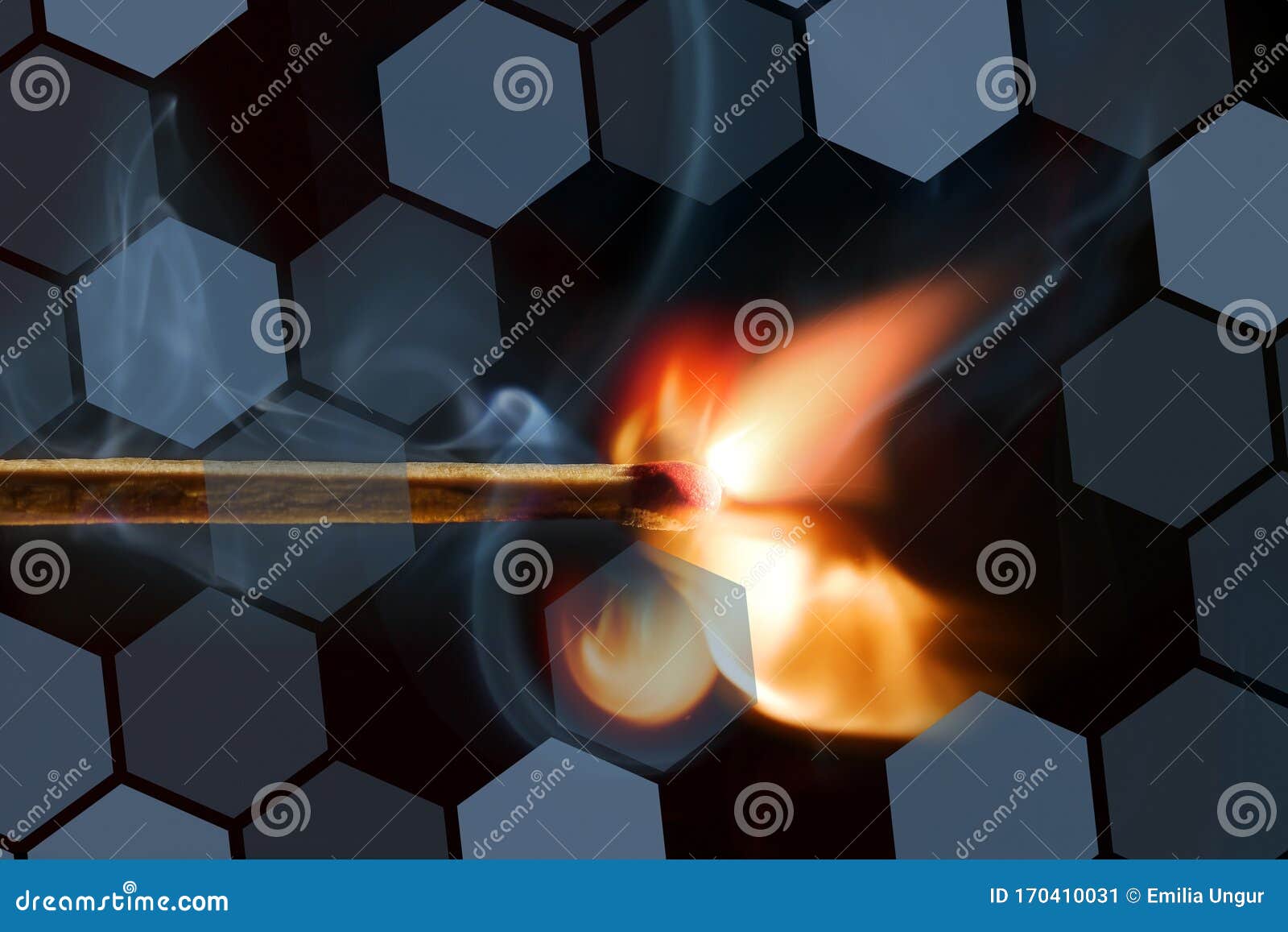 Burning Matchstick On Black Background Stock Photography ...