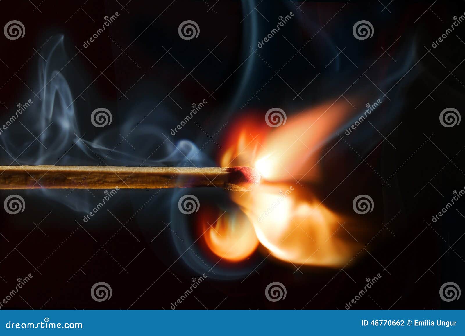 Burning Matchstick On Black Background Stock Photography ...