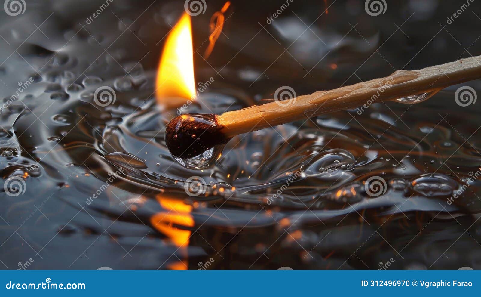Burning Matchstick on Water Surface Stock Photo - Image of energy ...