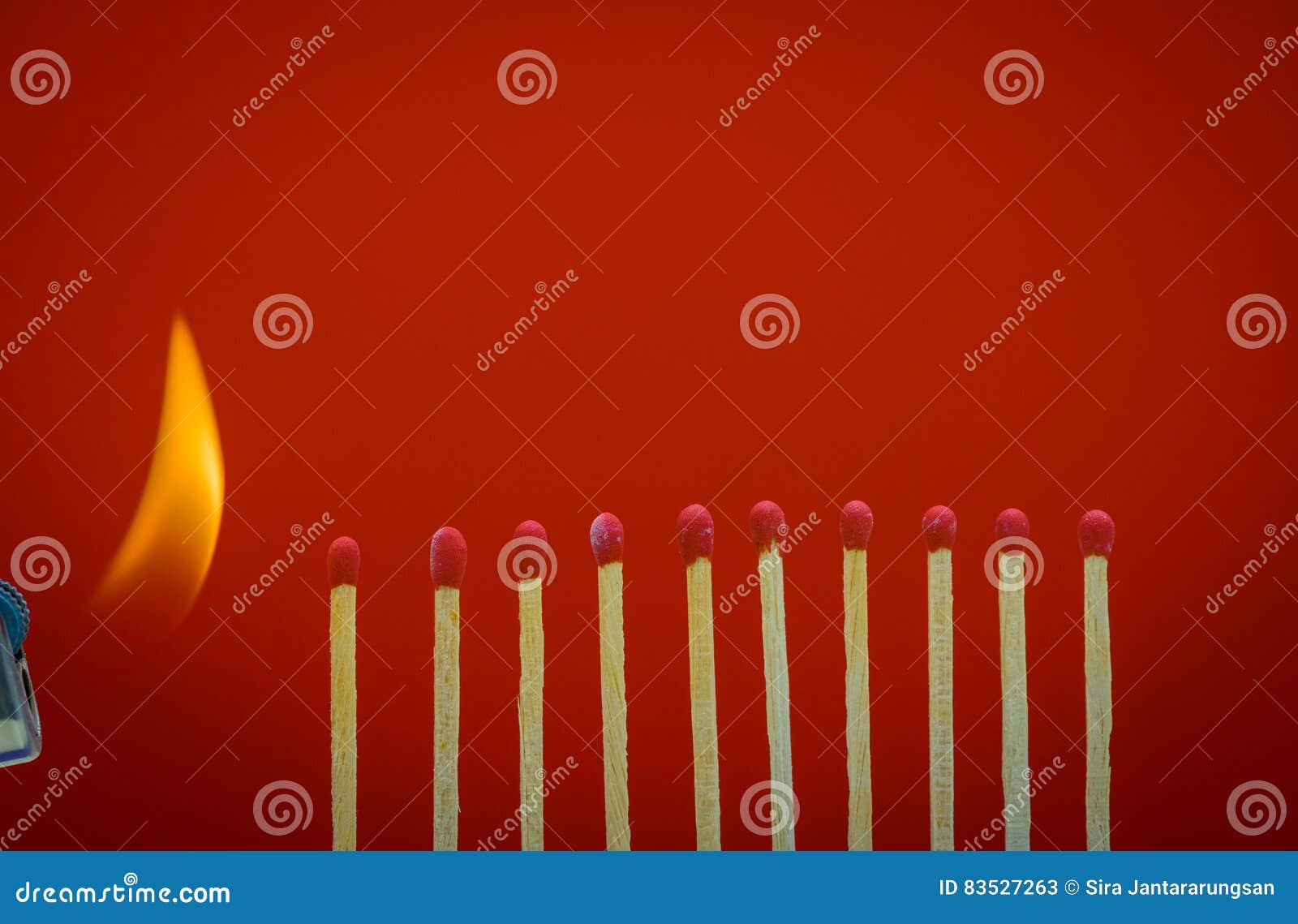 Burning Matchsticks Setting Fire To Its Neighbors Stock Image - Image ...