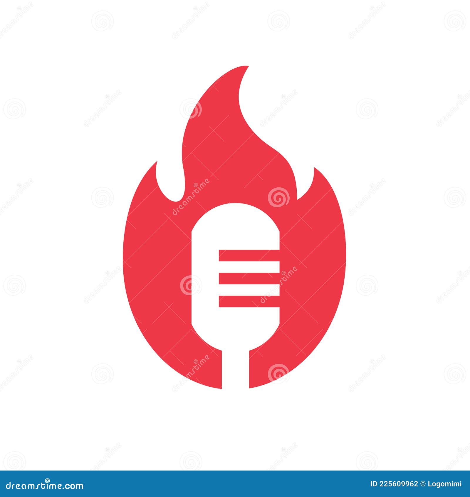 Burning Microphone Logo Template, Mic on Fire Symbol, Isolated on White ...