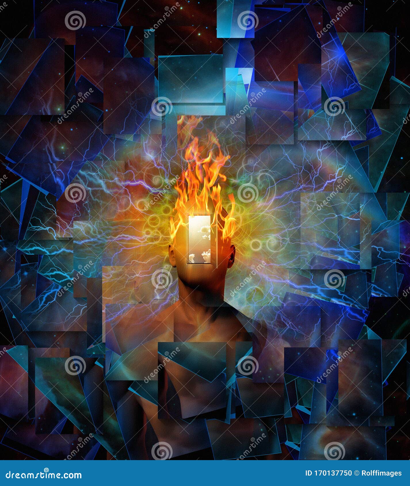 Burning mind stock illustration. Illustration of consciousness - 170137750