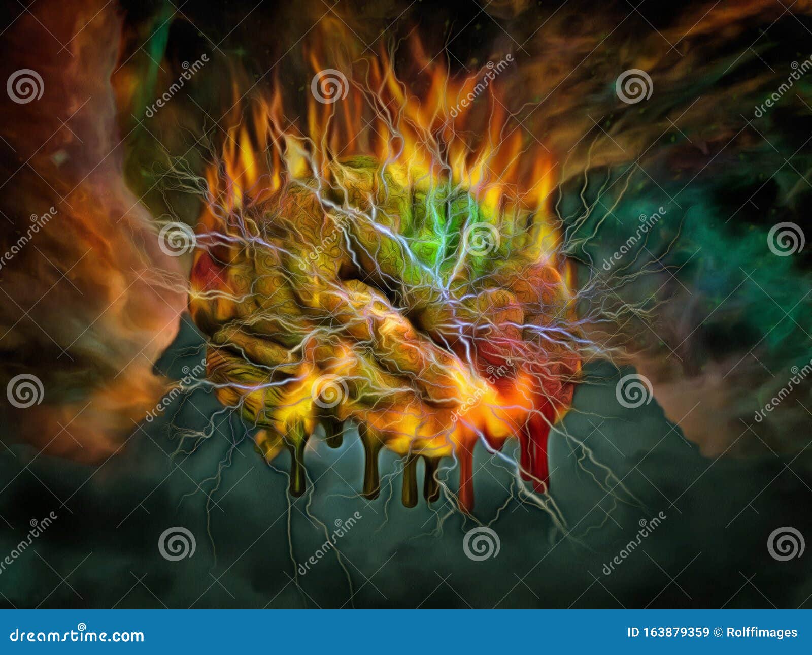 Burning mind stock illustration. Illustration of human - 163879359