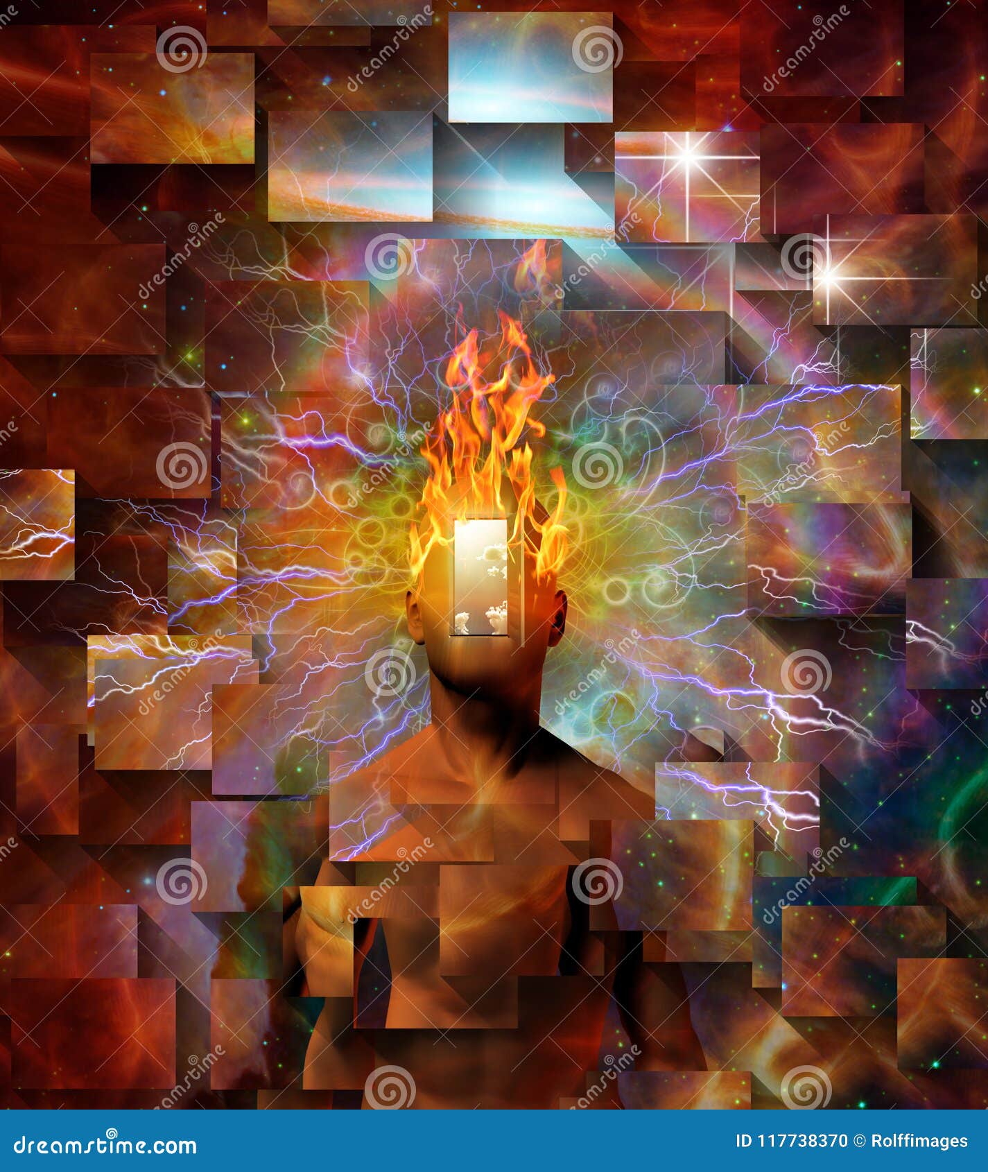 Burning mind stock illustration. Illustration of burning - 117738370