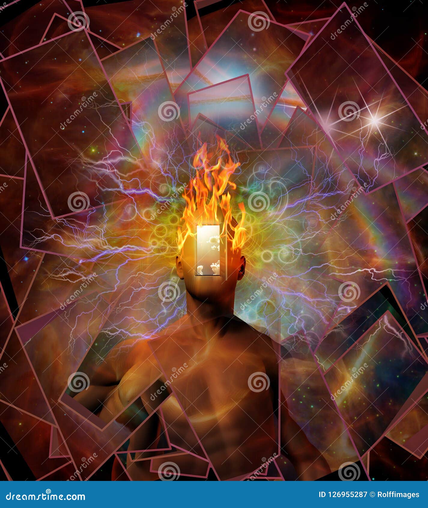 Burning mind stock illustration. Illustration of ethereal - 126955287