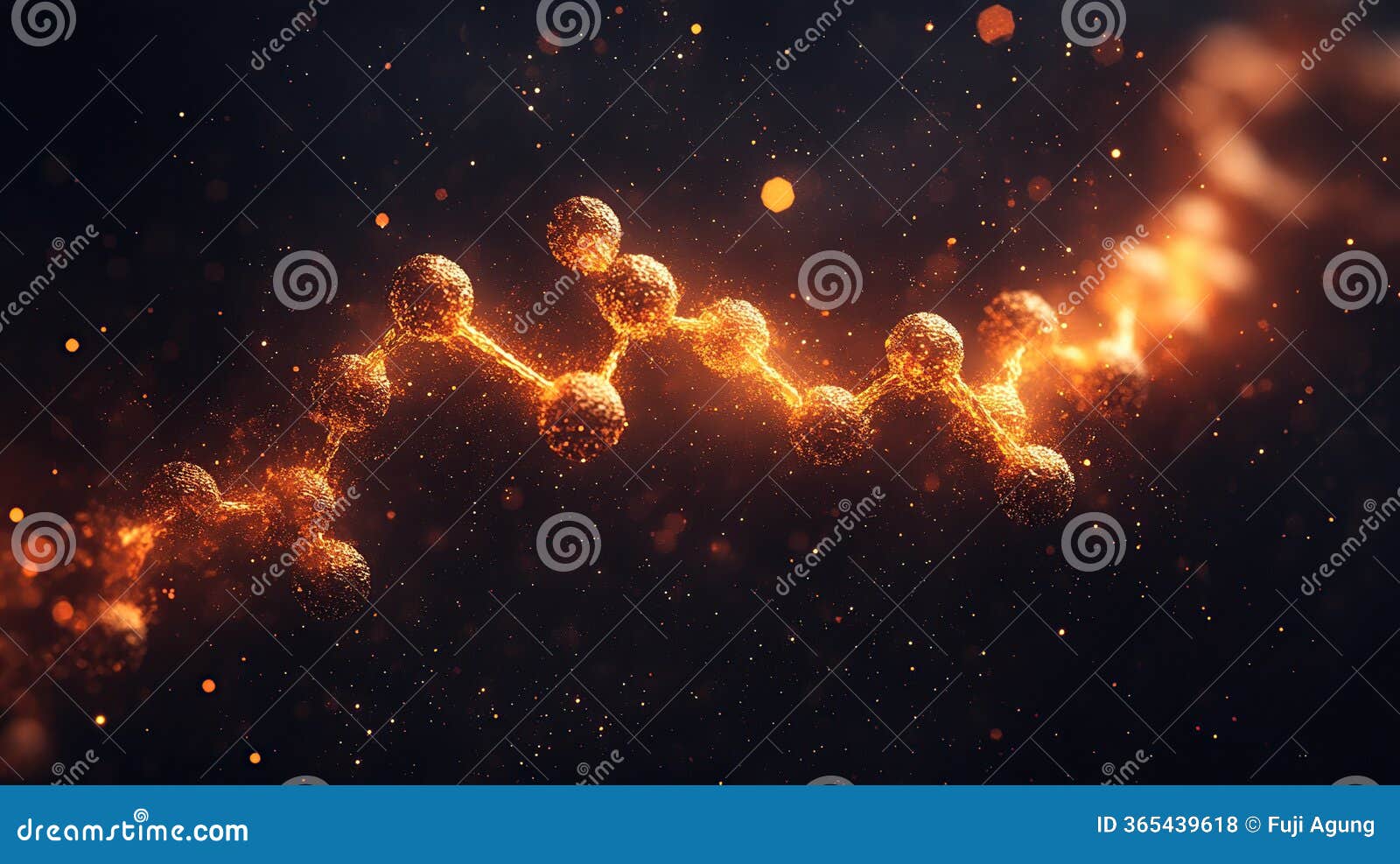 Molecular Chain, 3D Render. Abstract Nanotech Background With Molecule ...