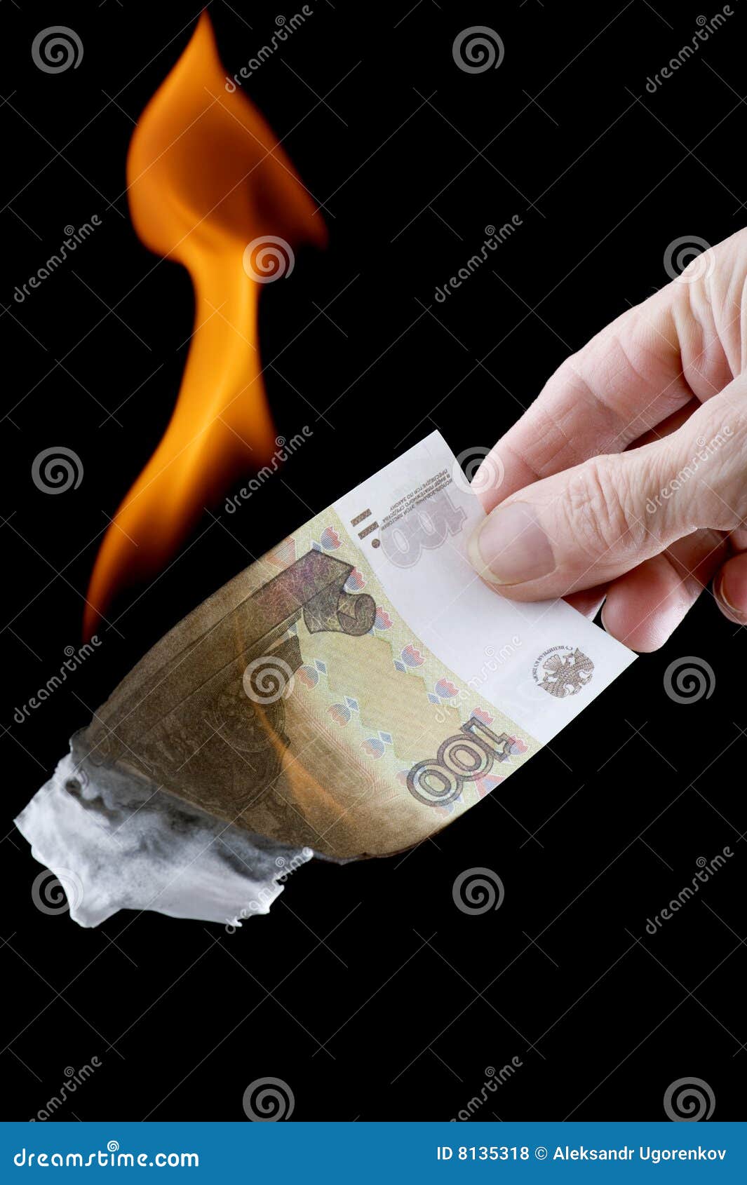 Burning money stock photo. Image of hand, exploration - 8135318