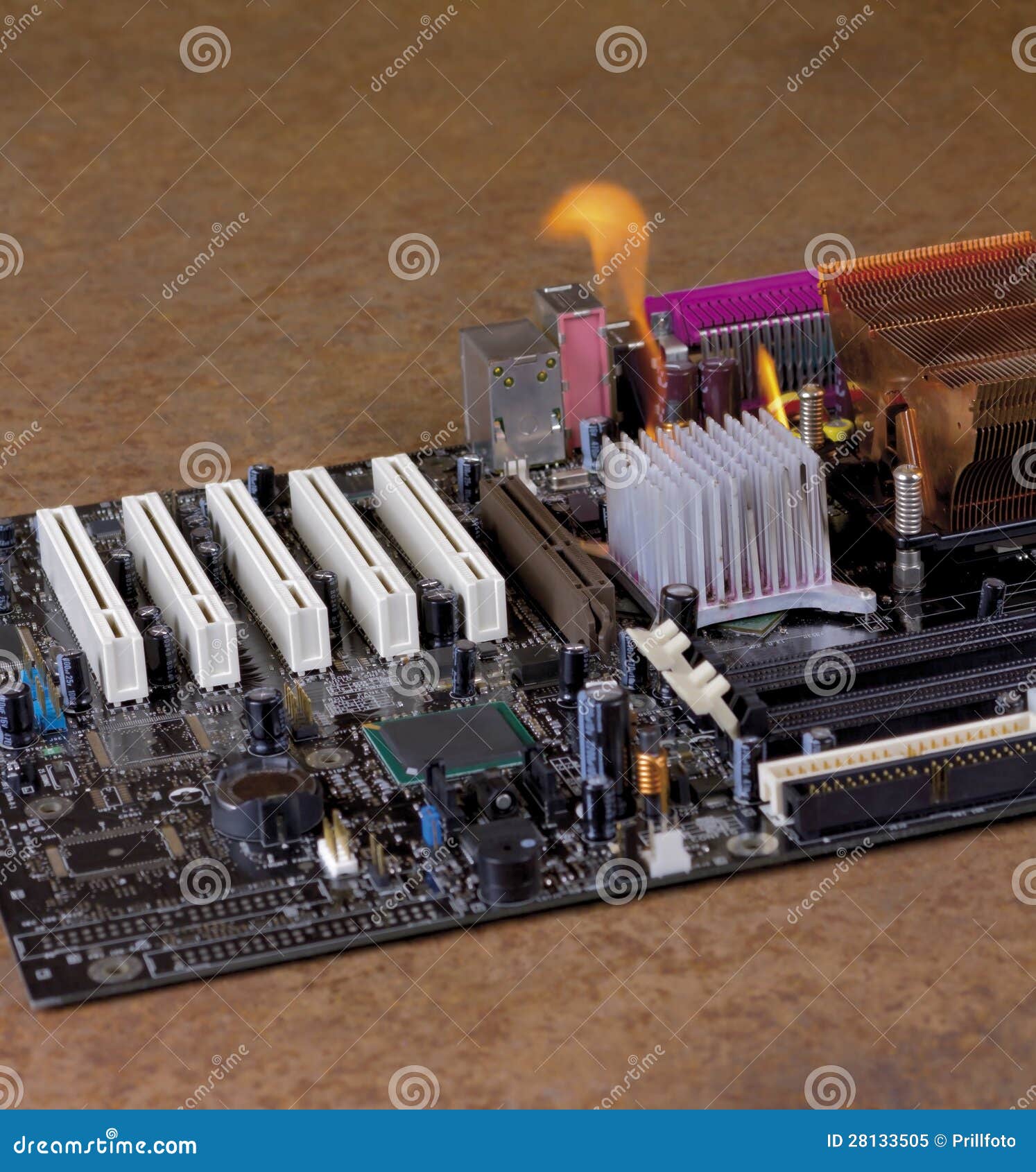 Burning motherboard stock image. Image of industry, equipment - 28133505