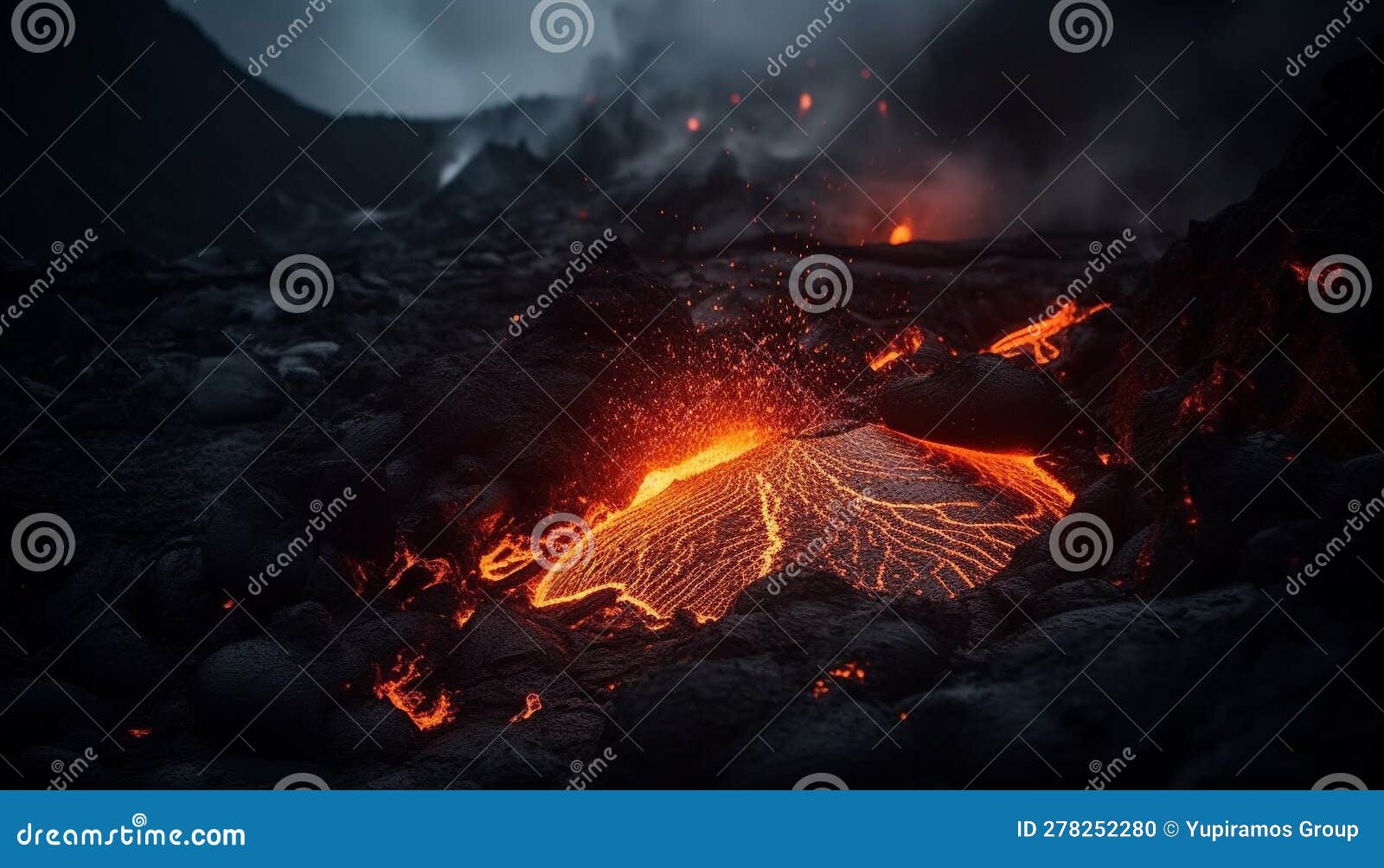 Burning Mountain Erupts, Flowing Lava Destroys Landscape Generated by ...