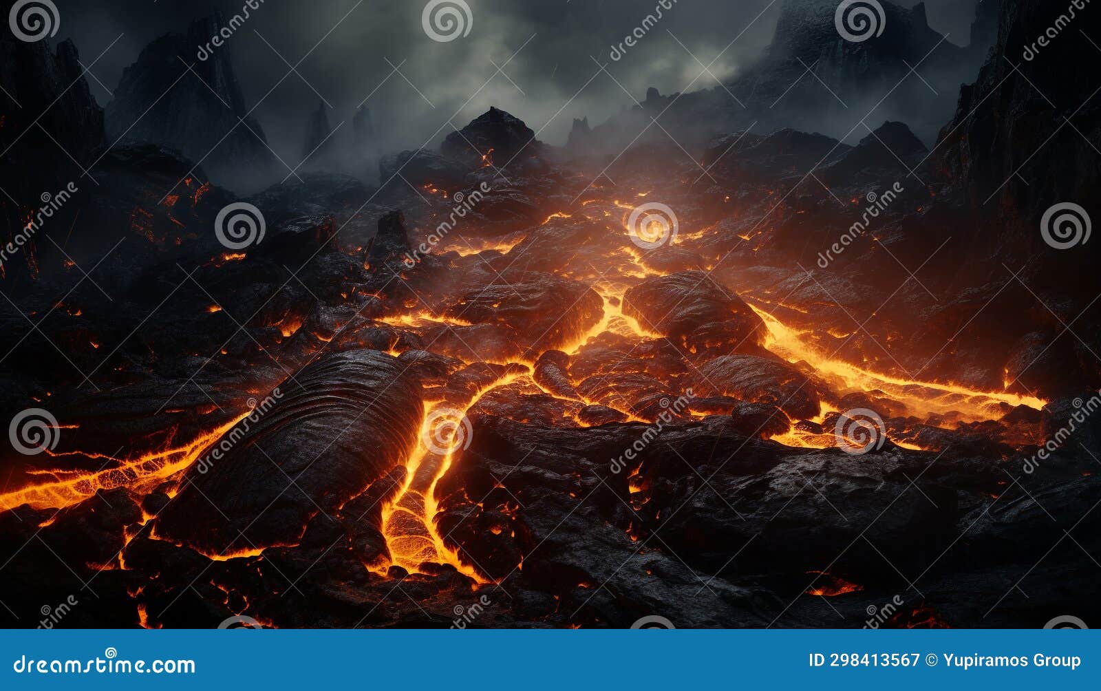 Burning Mountain, Inferno at Dusk, Nature Destructive Beauty Generated ...