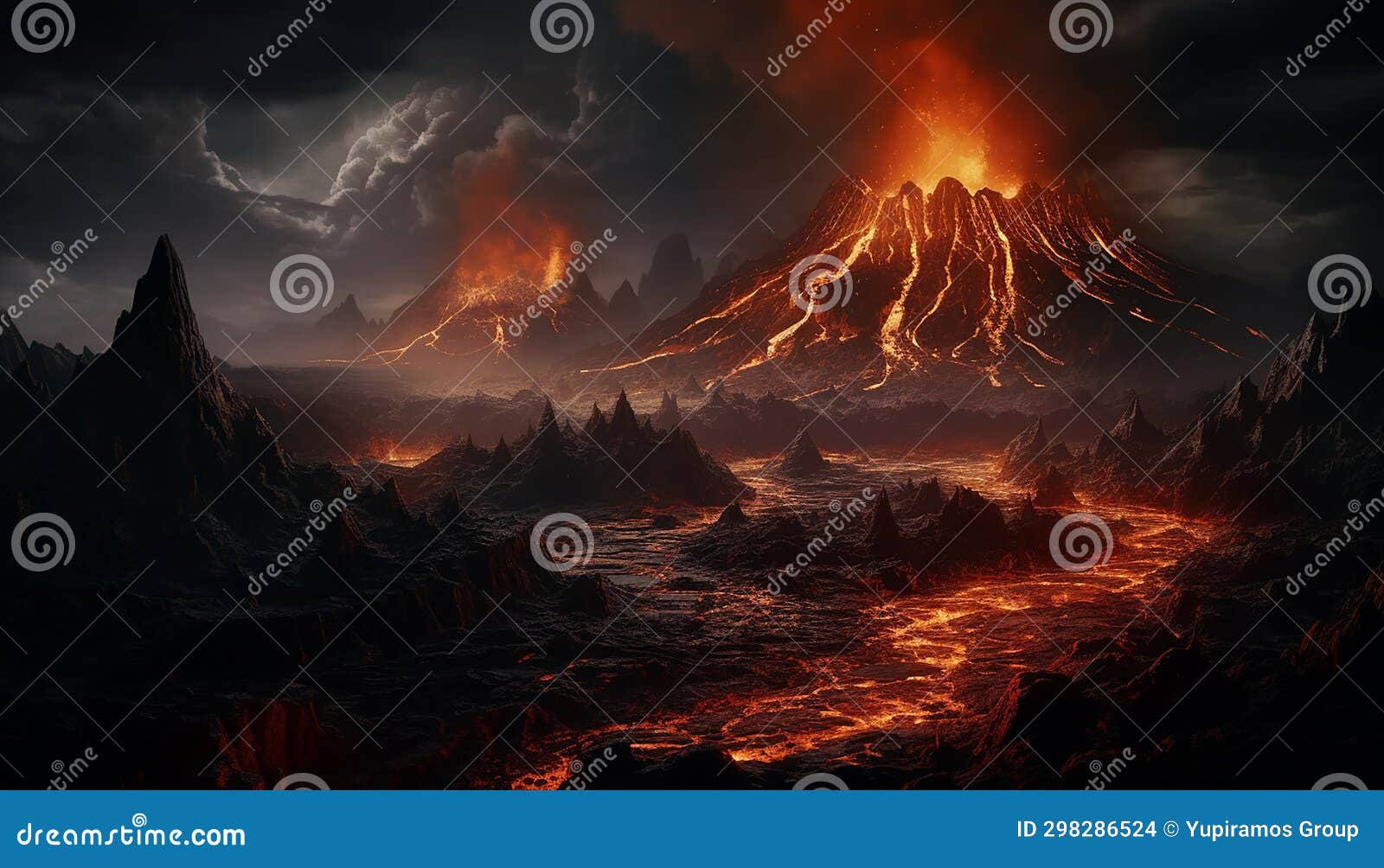 Burning Mountain Peak Erupts, Sky Dark with Fiery Destruction Generated ...