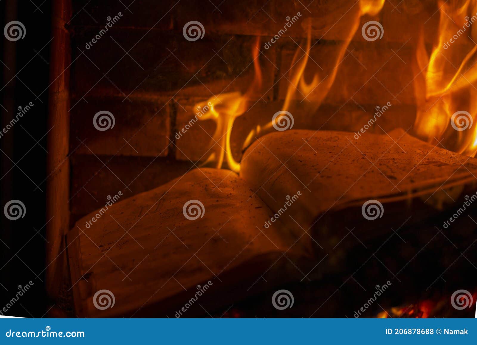 Burning Notebook Weekly in the Fireplace, Last Year, Fire, Horizontal ...