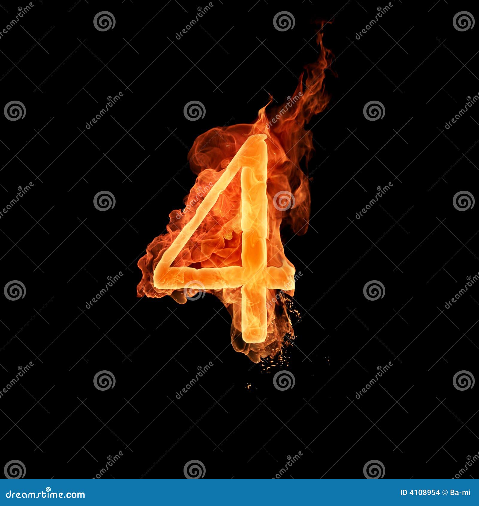 Burning number 4 stock illustration. Illustration of font - 4108954