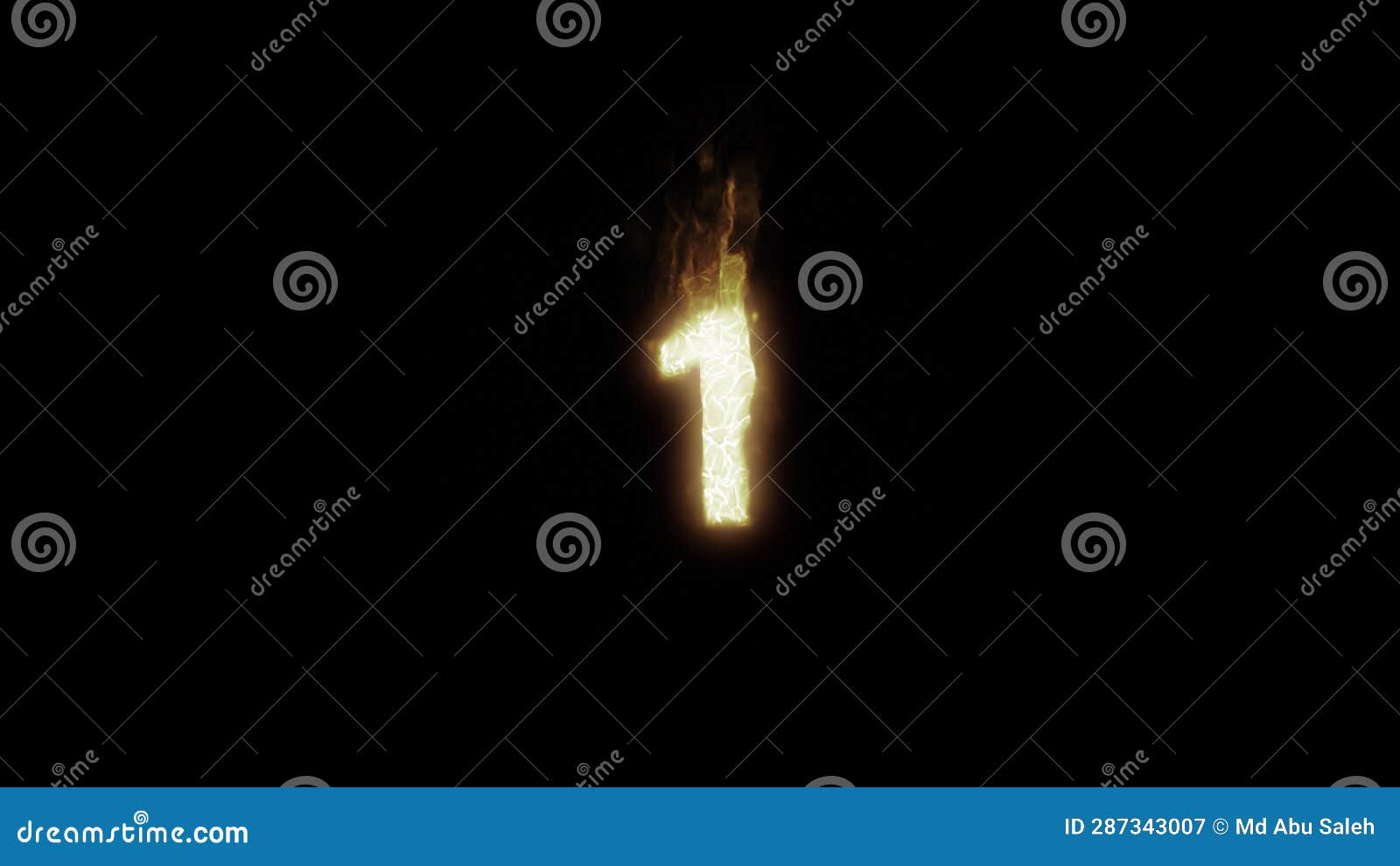 Burning Number 1. Fire Number. Alpha Channel. Transparent Background ...