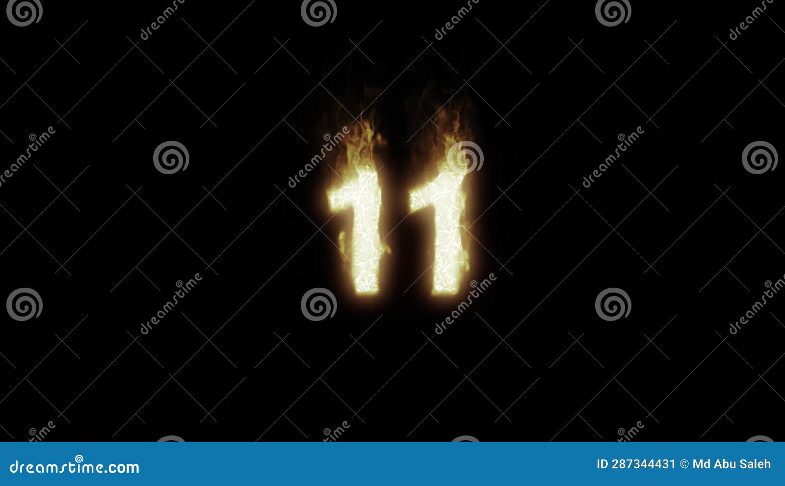 Burning Number 11. Fire Number. Alpha Channel. Transparent Background ...