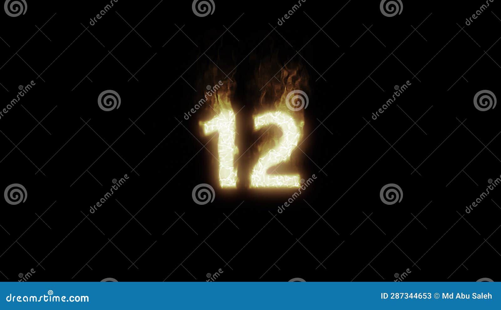 Burning Number 12. Fire Number. Alpha Channel. Transparent Background ...
