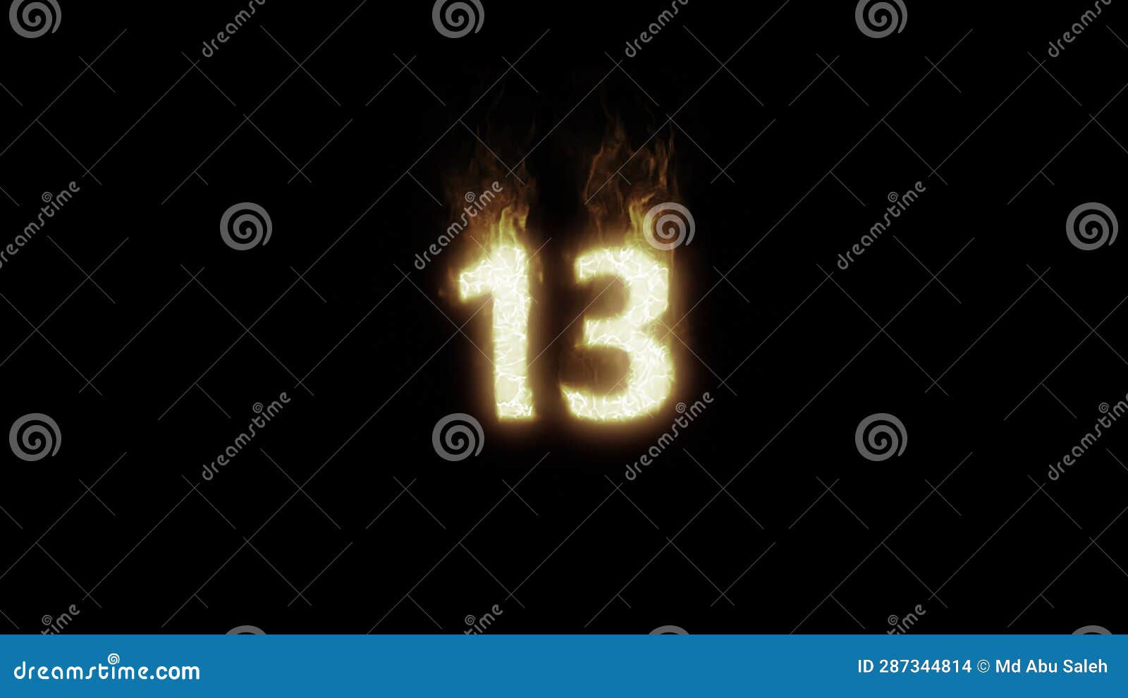 Burning Number 13. Fire Number. Alpha Channel. Transparent Background ...