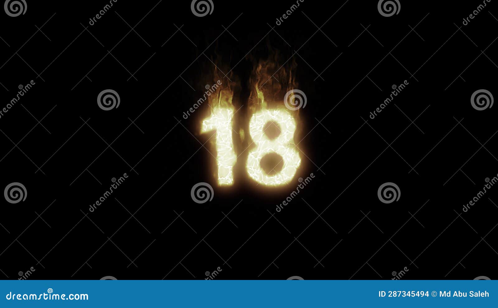 Burning Number 18. Fire Number. Alpha Channel. Transparent Background ...