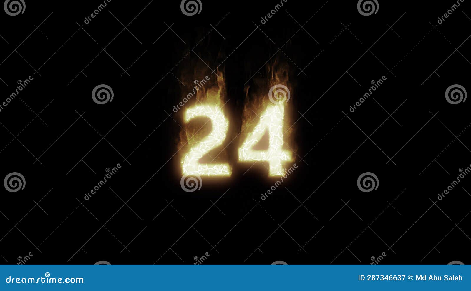 Burning Number 24. Fire Number. Alpha Channel. Transparent Background ...