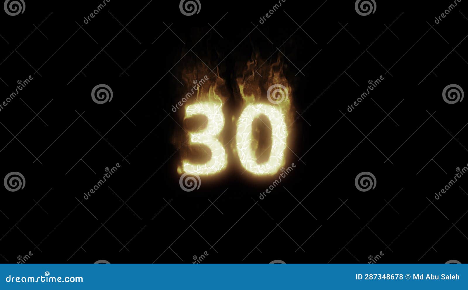 Burning Number 30. Fire Number. Alpha Channel. Transparent Background ...