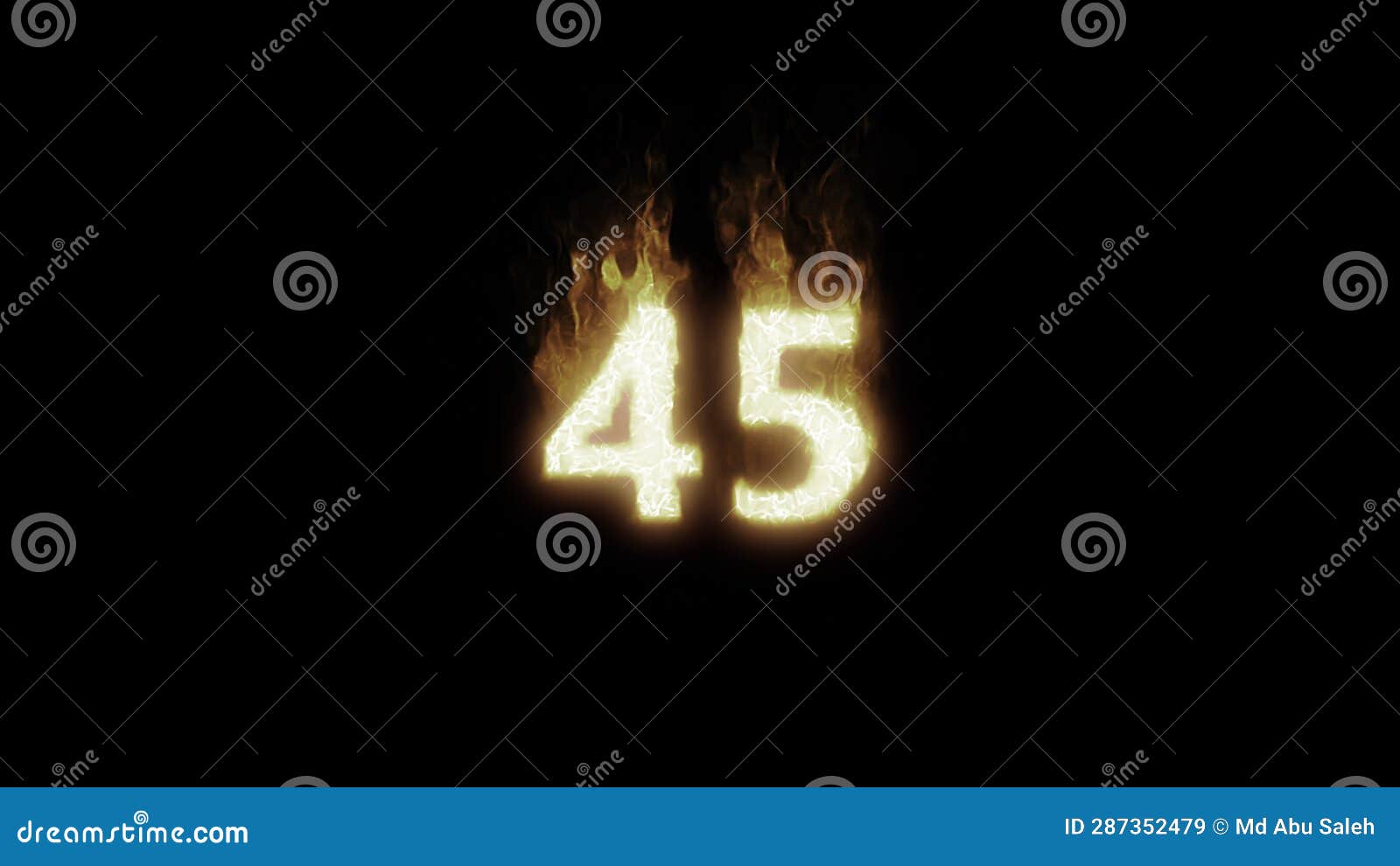 Burning Number 45. Fire Number. Alpha Channel. Transparent Background ...