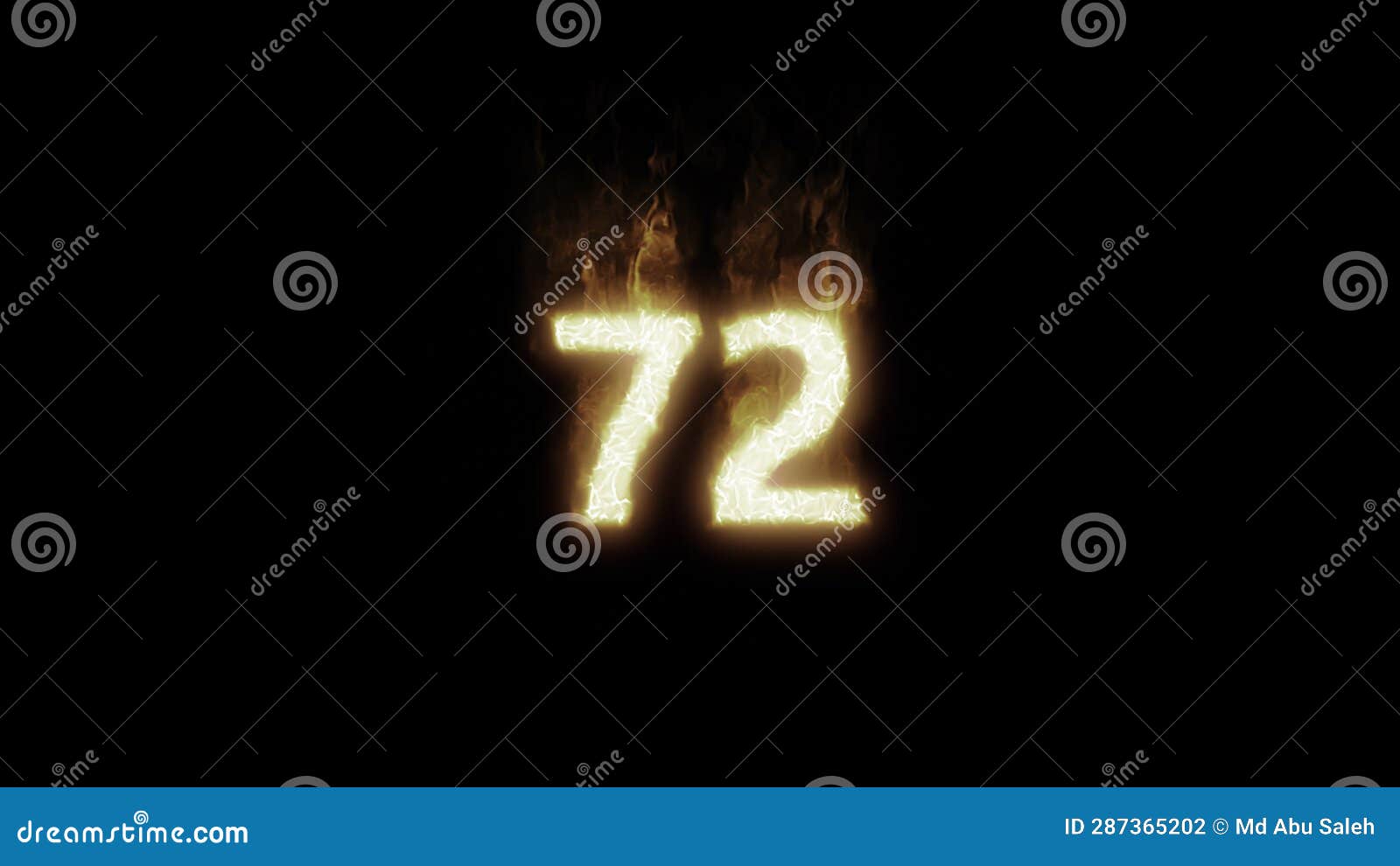 Burning Number 72. Fire Number. Alpha Channel. Transparent Background ...