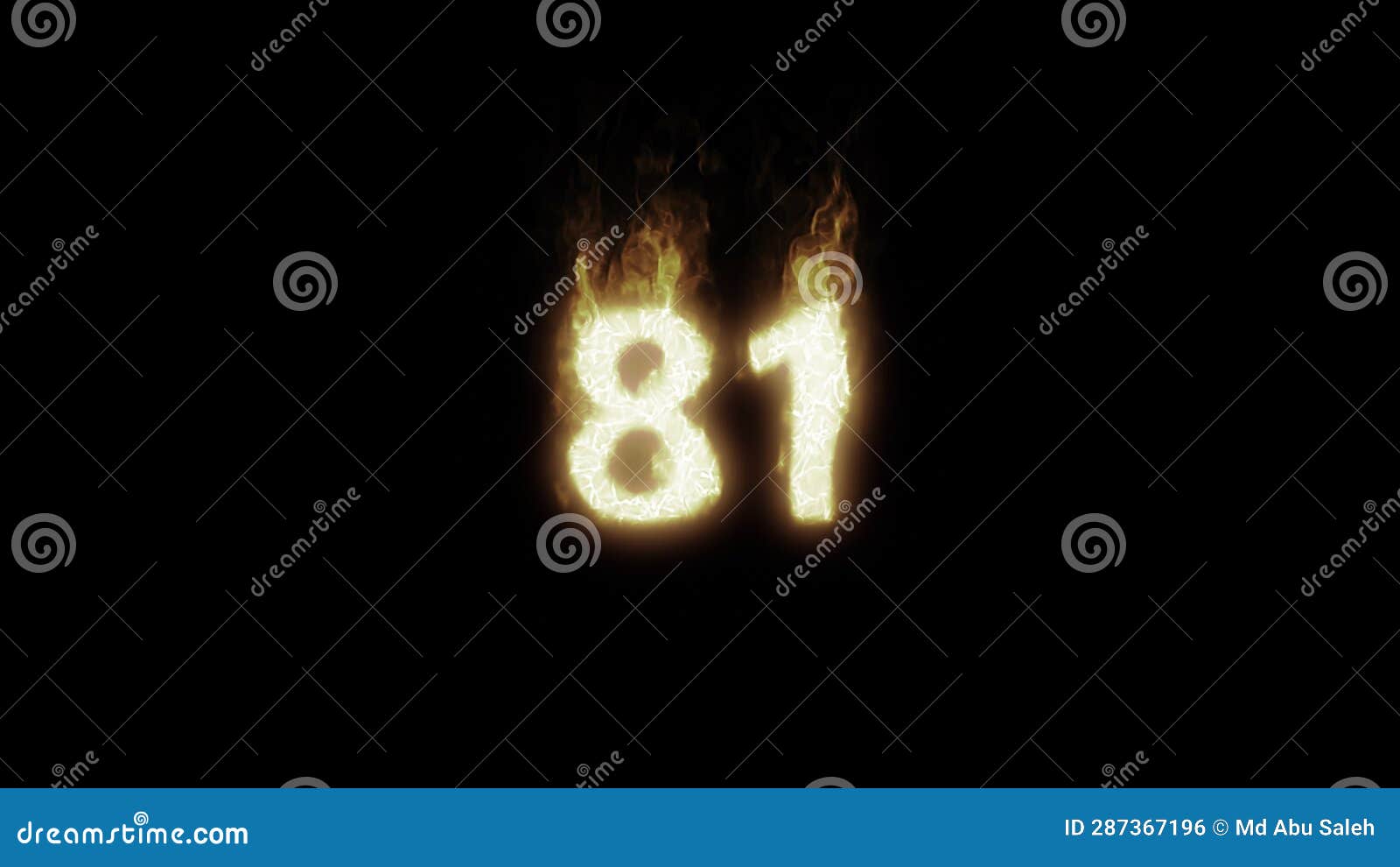 Burning Number 81. Fire Number. Alpha Channel. Transparent Background ...