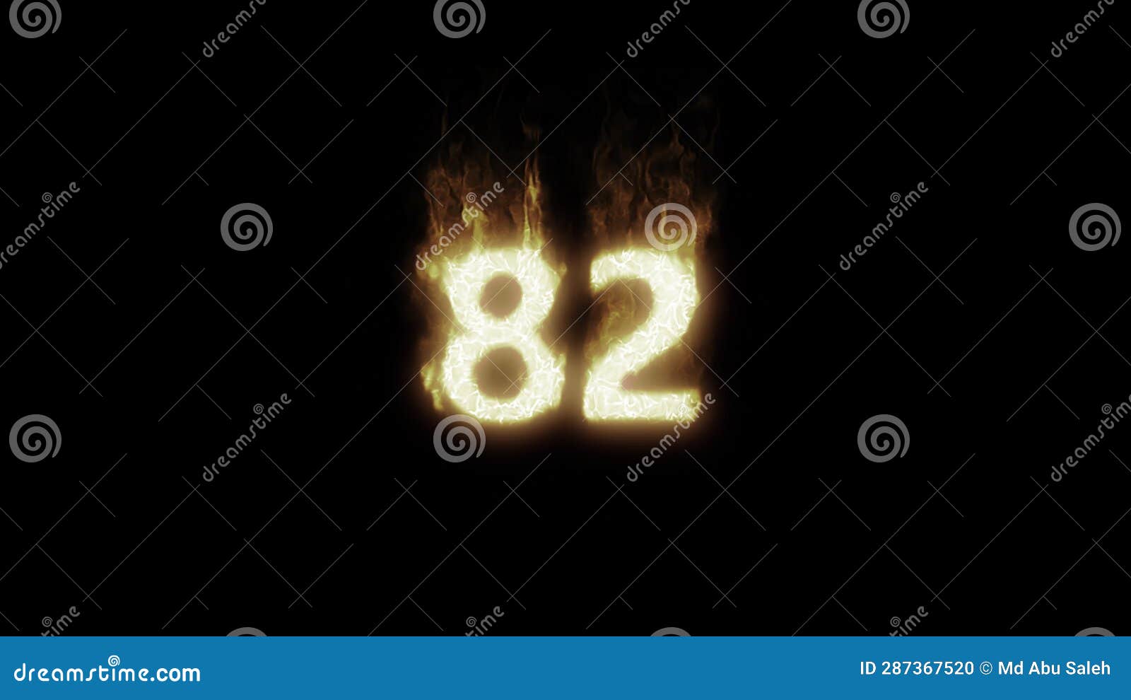 Burning Number 82. Fire Number. Alpha Channel. Transparent Background ...